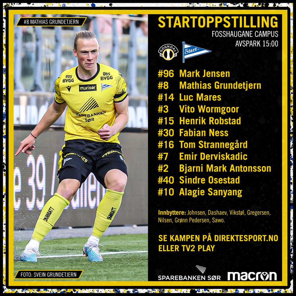 Startoppstillingen borte mot Sogndal / Start